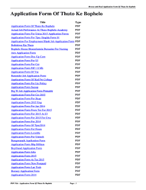 Fillable Online Application Form Of Thuto Ke Bophelo. application form ...