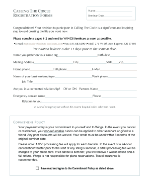 Fillable Online Calling The Circle Registration Form Revised.docx Fax Email Print - pdfFiller