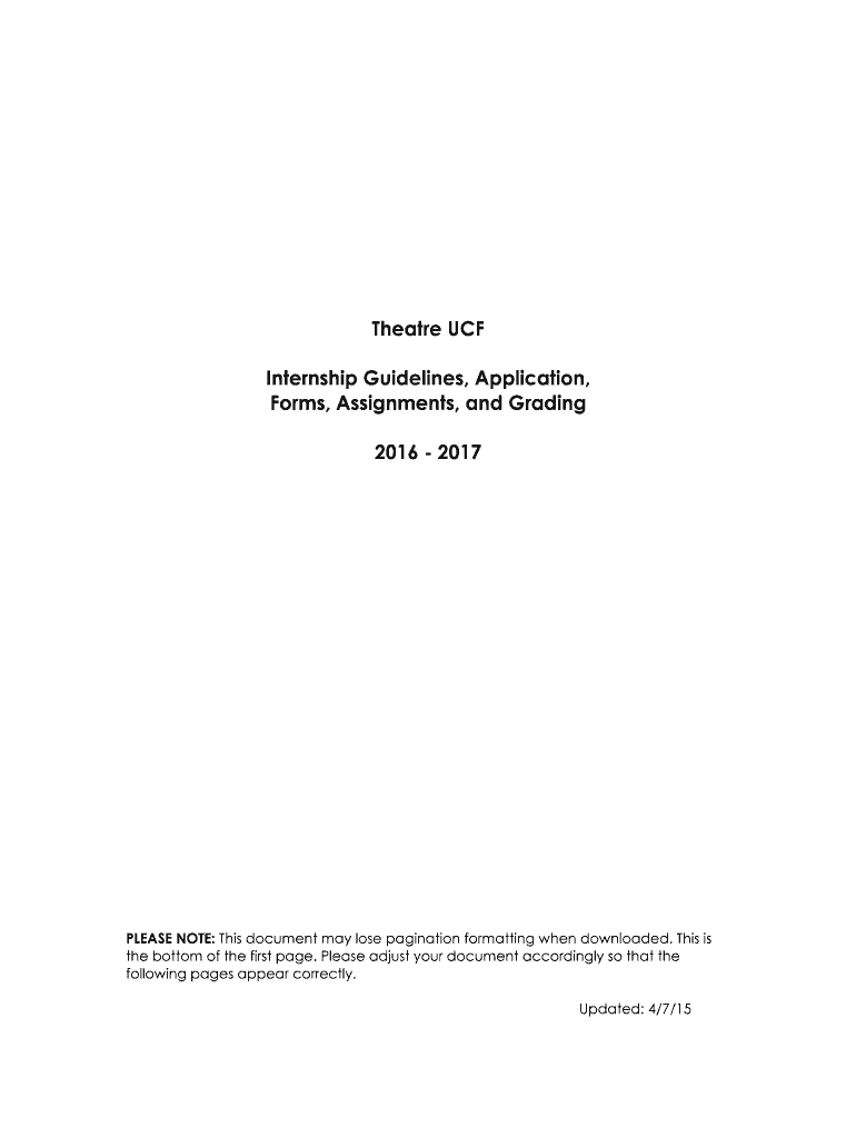 Fillable Online Theatre UCF Internship Guidelines, Application, Forms ...