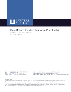 Fillable Online Data Breach Incident Response Plan Toolkit Fax Email ...