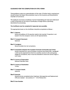 Fillable Online GUIDANCE FOR THE COMPLETION OF ATR1 FORM Box 3 ... Fax ...