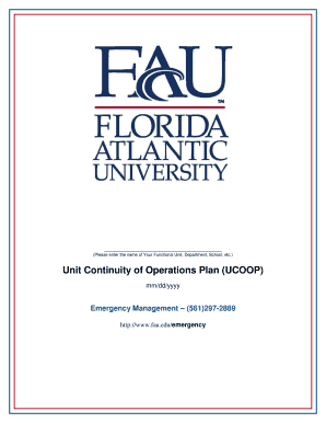 Fillable Online fau FAU Functional Unit COOP Plan Template Fax Email ...