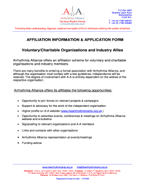 Fillable Online heartrhythmcharity org AFFILIATION INFORMATION ...