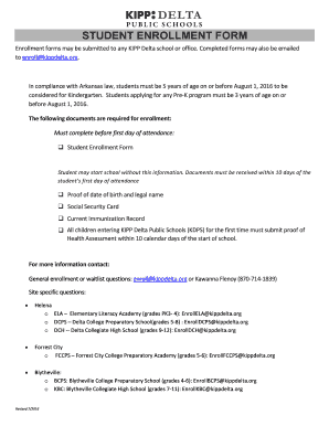 Fillable Online kippdelta KIPP Delta School Enrollment Form DRAFT v 2 ...