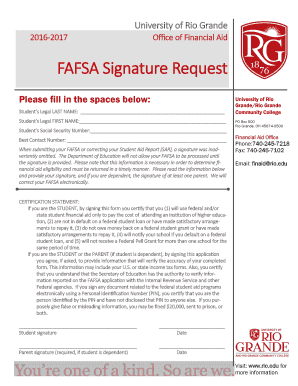 Fillable Online rio FAFSA Signature Request - rio Fax Email Print ...
