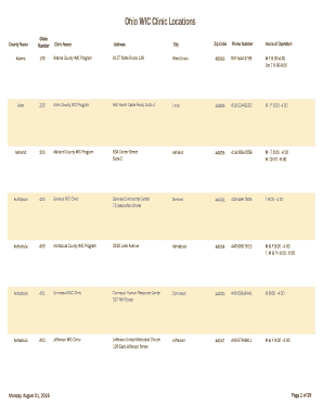 Fillable Online odh ohio Adams County WIC Program Fax Email Print ...