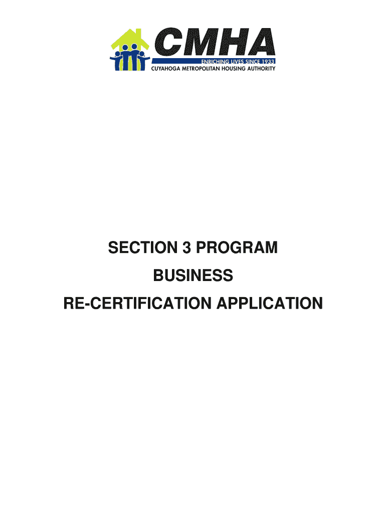 Fillable Online cmha SECTION 3 BUSINESS PROGRAM Fax Email Print - pdfFiller