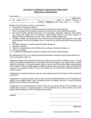 Fillable Online SECURITY DEPOSIT AGREEMENT - DumpTheDorm.com Fax Email Print - pdfFiller