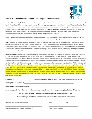 Fillable Online FUNCTIONAL DRY NEEDLING CONSENT AND REQUEST FOR ...