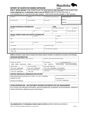 Fillable Online REPORT OF SUSPECTED RABIES EXPOSURE Fax Email Print ...