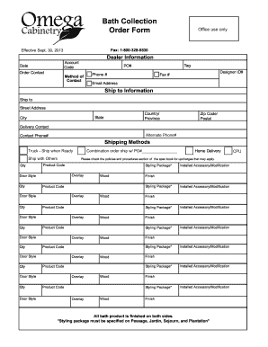 Fillable Online Bath Collection Order Form Office use only - mbci1touch ...