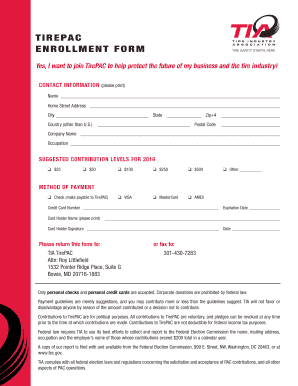 Fillable Online tireindustry TIREPAC ENROLLMENT FORM - TIRE INDUSTRY ...