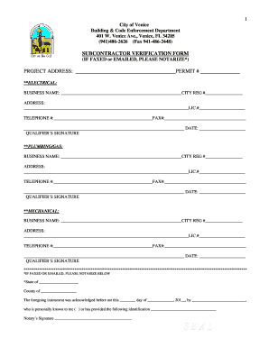 Fillable Online Sub Verification.doc Fax Email Print - pdfFiller
