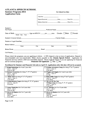 Fillable Online atlantaspeechschool For School Use Only: Fax Email ...