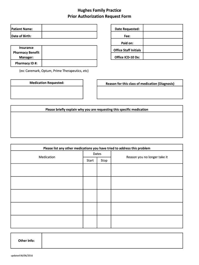 Fillable Online Medication Prior Auth Request Form