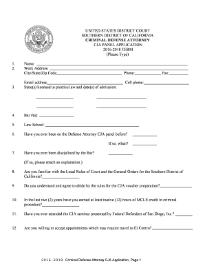 Fillable Online casd uscourts CJA Panel Application - casd.uscourts.gov ...