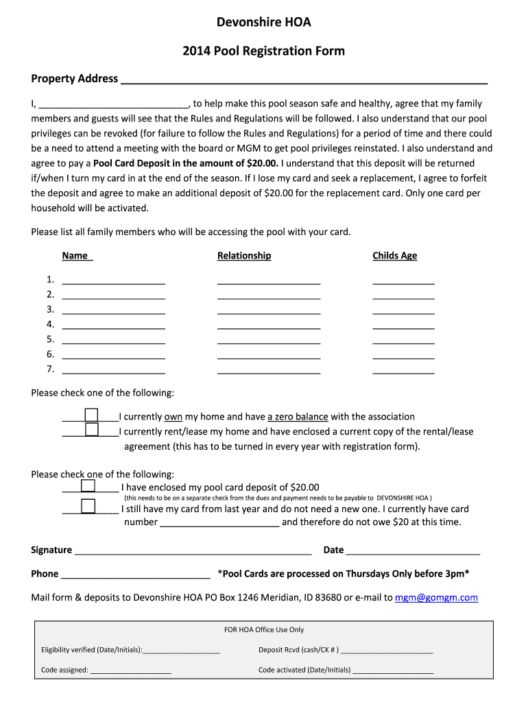 Fillable Online Devonshire HOA Fax Email Print - pdfFiller