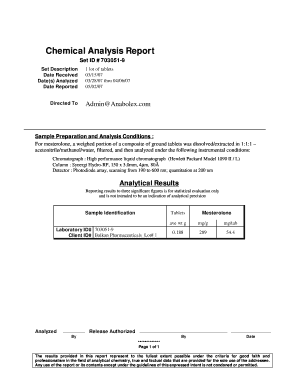 Fillable Online Chemical Analysis Report - roidsupplier.com Fax Email ...