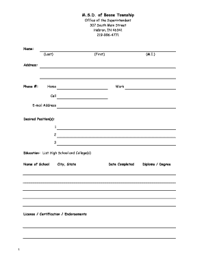 Fillable Online hebronschools k12 in M.S.D. of Boone Township ...