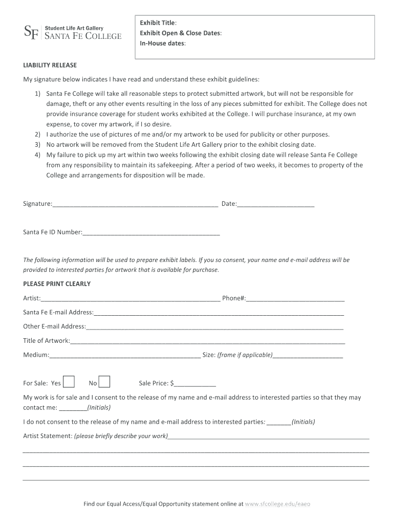 Fillable Online dept sfcollege Exhibit Title: Fax Email Print - pdfFiller