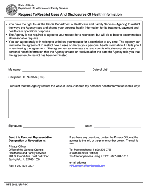 Fillable Online illinois Request To Restrict Uses And Disclosures Of ...