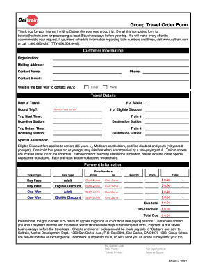 Fillable Online Caltrain Group Travel Form Eff Dec. 2014 scrap..xls Fax ...