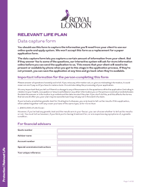 Fillable Online Application form - Royal London for advisers Fax Email ...