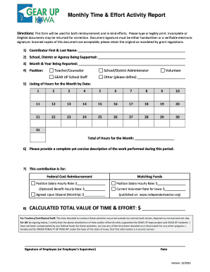 Fillable Online Monthly Time & Effort Activity Report Fax Email Print ...