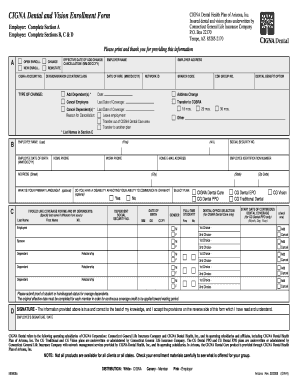 Fillable Online CIGNA Dental and Vision Enrollment Form - EasyAppsOnline Fax Email Print - pdfFiller