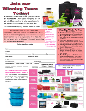 Fillable Online You can have it all with the Tupperware What Plan Works ...