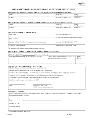 Fillable Online tampines org APPLICATION FOR USE OF SHOP FRONT AS ...