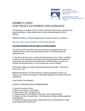 Fillable Online Indirect Costs - Cost Policy Statement (CPS) Guidance ...