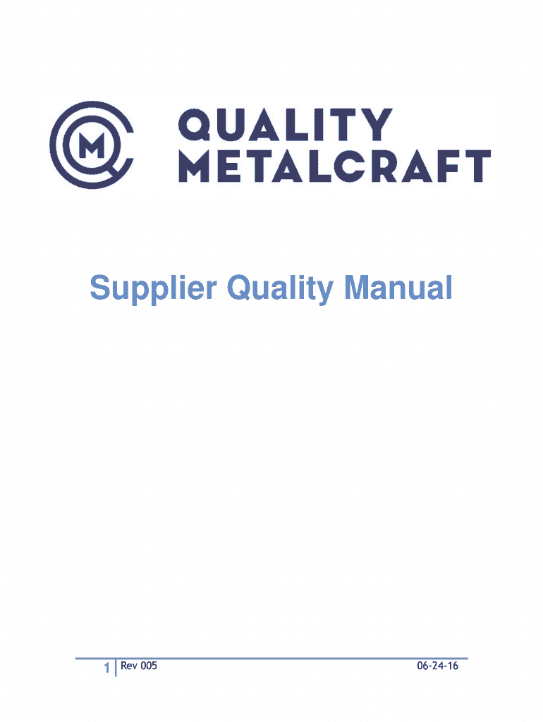 Fillable Online Supplier Quality Manual - qualitymetalcraft.com Fax Email Print - pdfFiller