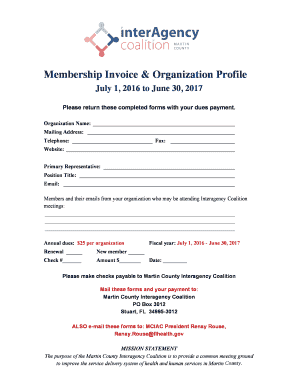 Fillable Online mcinteragency Membership Invoice & Organization Profile ...