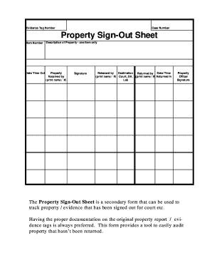Fillable Online Evidence Log - International Association for Property ...