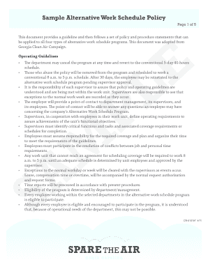 Fillable Online Sample Alternative Work Schedule Policy Fax Email Print ...