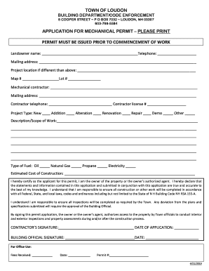 Fillable Online PERMIT MUST BE ISSUED PRIOR TO COMMENCEMENT OF WORK Fax ...