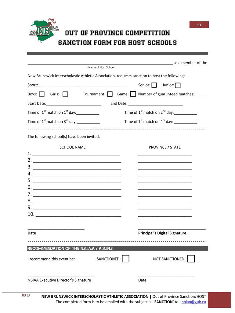 Fillable Online nbiaa-asinb B-1 OUT OF PROVINCE COMPETITION SANCTION ...