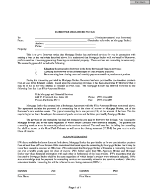 Fillable Online BORROWER DISCLOSURE NOTICE Fax Email Print - pdfFiller