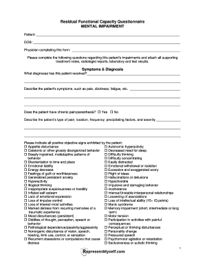 Fillable Online Residual Functional Capacity Questionnaire MENTAL ...
