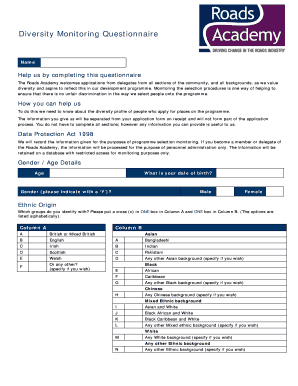 Fillable Online Diversity Monitoring Questionnaire - Gov.uk Fax Email Print - pdfFiller