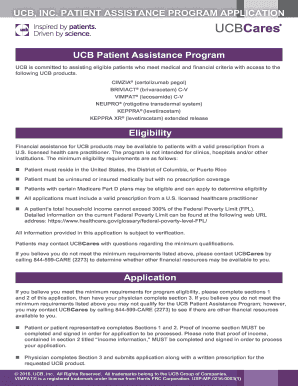 Fillable Online pparx UCB, INC. PATIENT ASSISTANCE PROGRAM APPLICATION ...