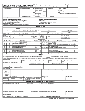 Fillable Online app ocp dc Page of Pages SOLICITATION OFFER AND AWARD ...