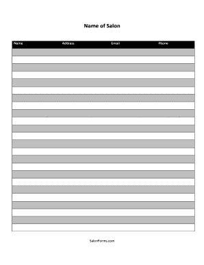 Fillable Online Spa or Salon Sign In Sheet - Instant Salon Forms. Fax ...