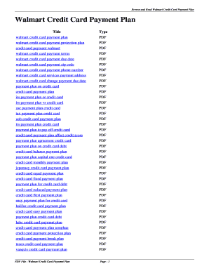 Fillable Online Walmart Credit Card Payment Plan. walmart credit card ...