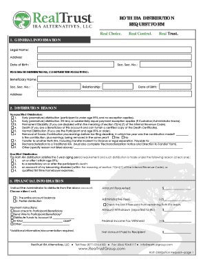 Fillable Online ROTH IRA DISTRIBUTION REQUEST FORM Fax Email Print ...