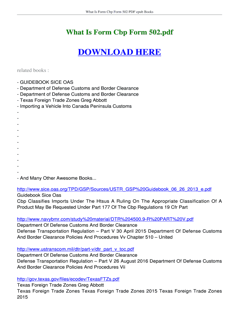 Fillable Online ebookread What Is Form Cbp Form 502 PDF - Ebookread.org ...