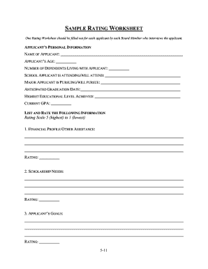 Fillable Online aspsf SAMPLE RATING WORKSHEET - aspsf Fax Email Print ...
