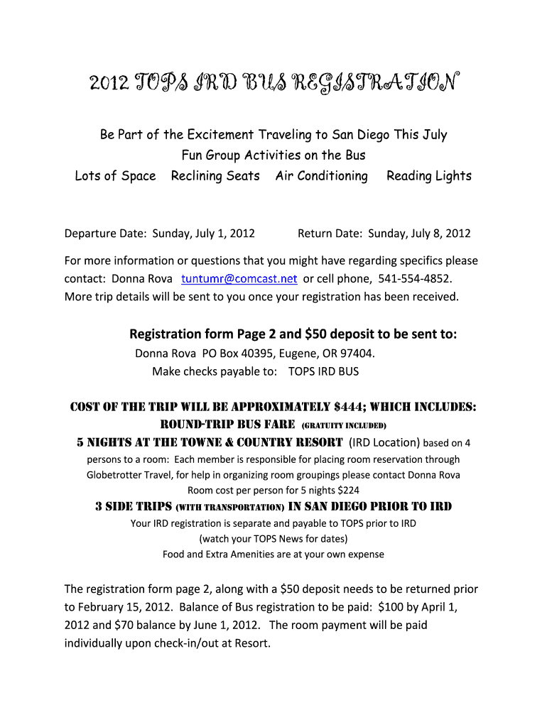 Fillable Online 2012 TOPS IRD BUS REGISTRATION - Why We Love Tops Fax ...