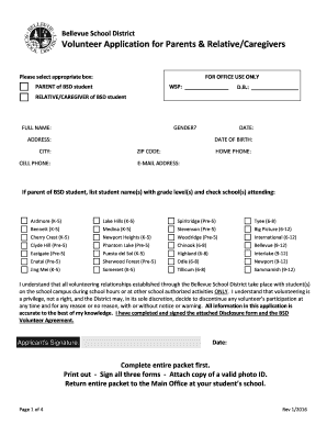 Fillable Online bsd405 Bellevue School District Volunteer Application ...